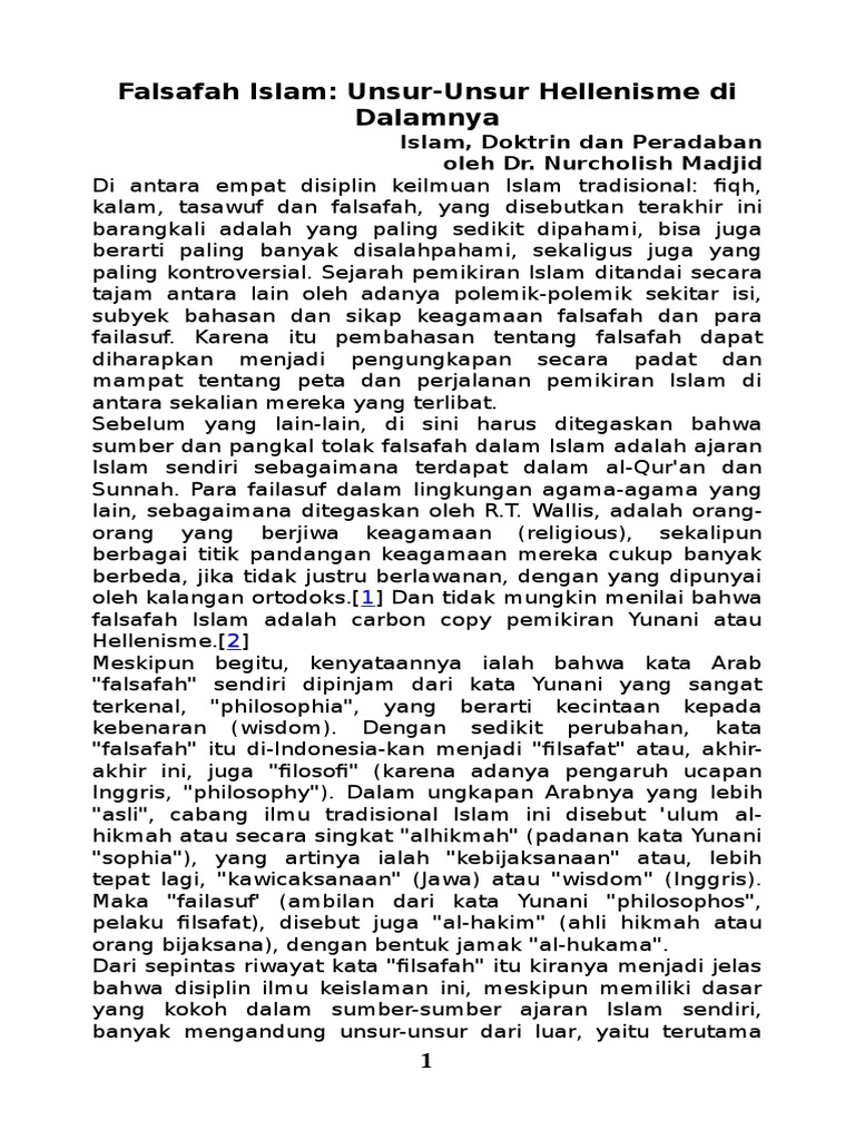 Falsafah Islam Unsur-Unsur Hellenisme Di Dalamnya | PDF | Ilmu Sosial