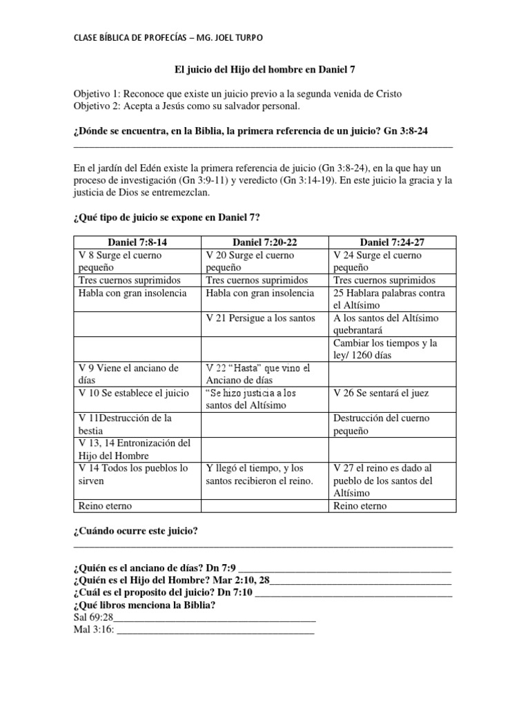 Tema 5 El Juicio de Daniel 7 Estudiante | PDF | Daniel (figura bíblica) | Cristo (título)