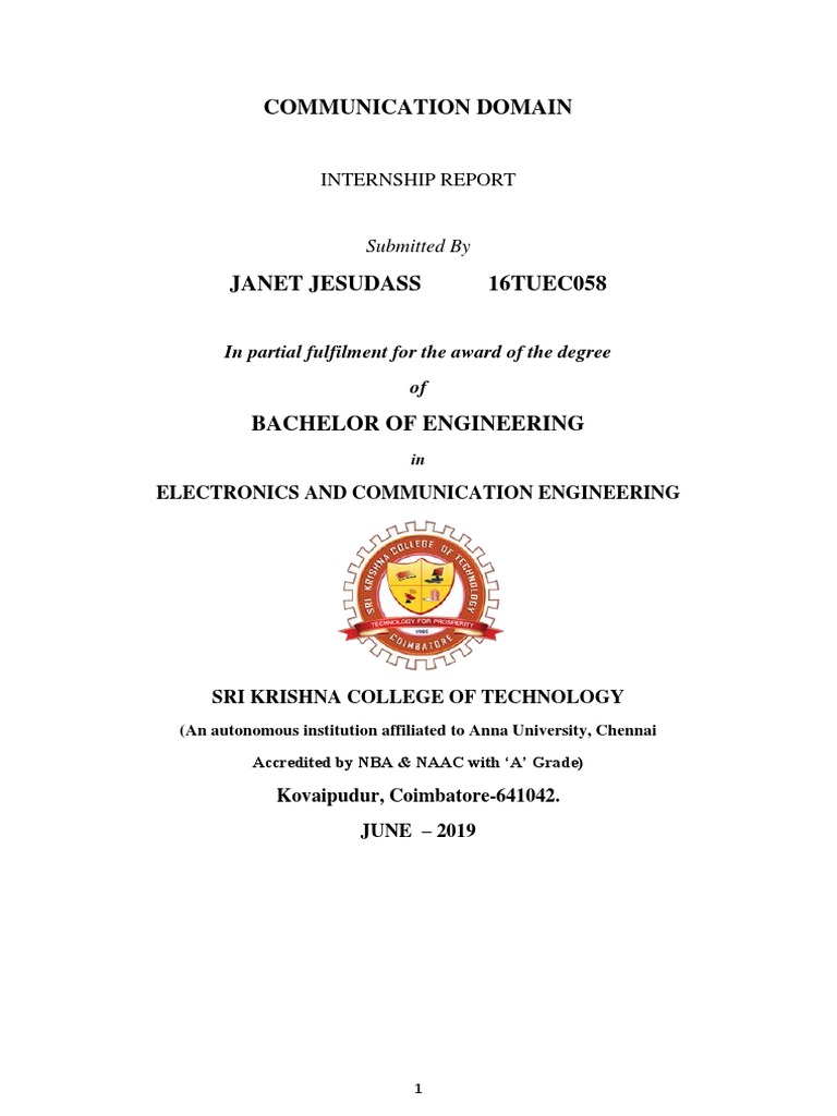 Communication Domain: Internship Report | PDF | Optical Fiber ...