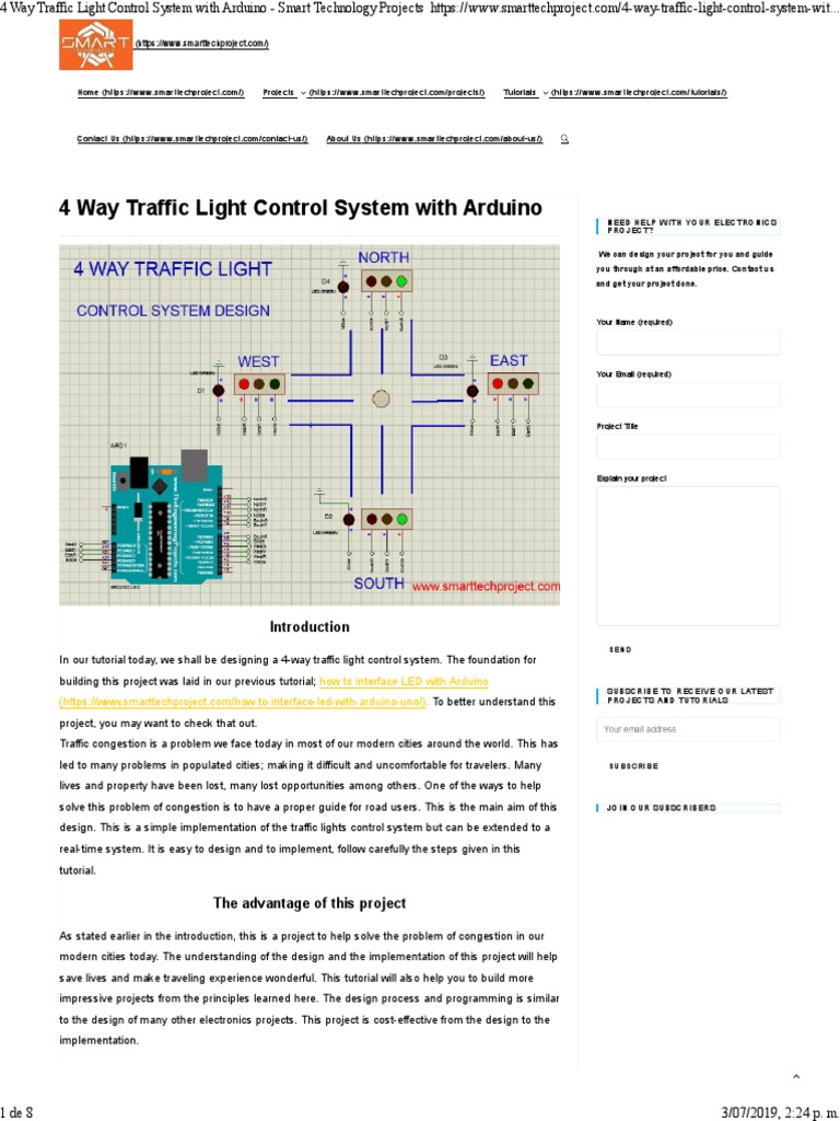 4 Way Traffic Light Control System With Arduino | PDF | Arduino | Light Emitting Diode