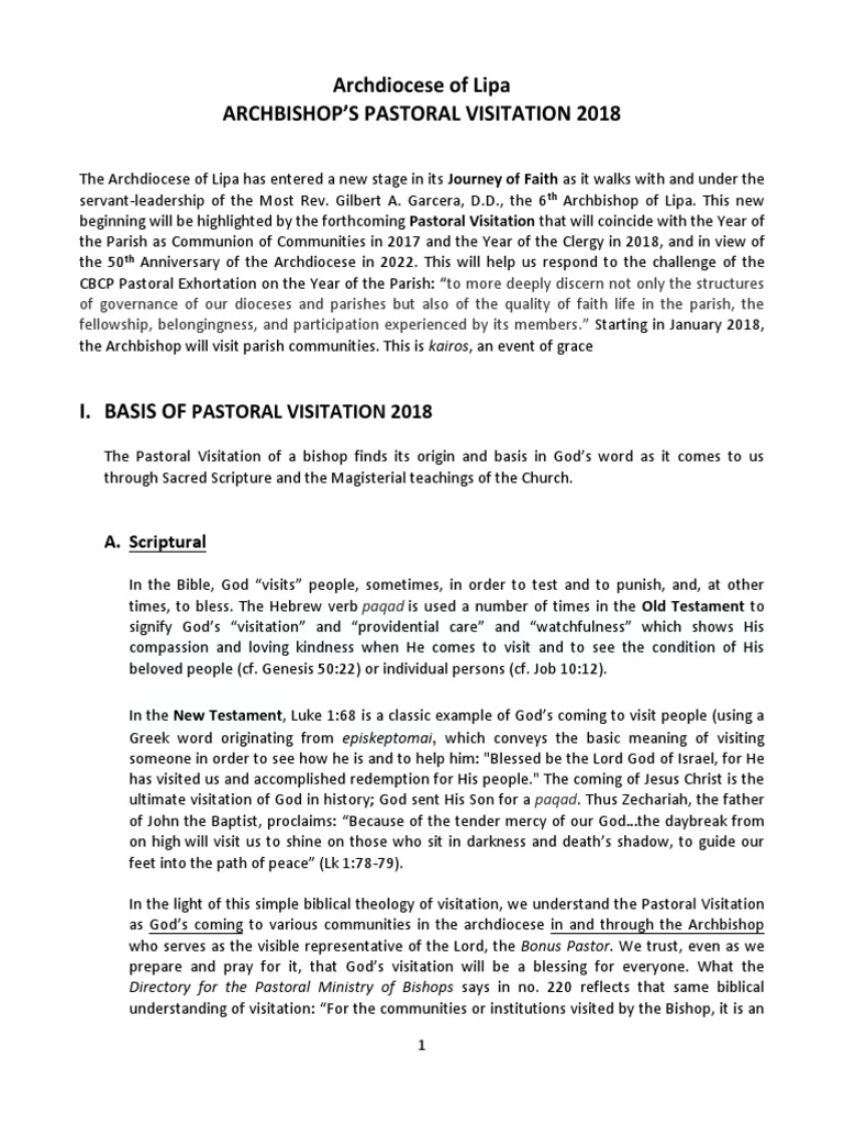 Archbishop's Pastoral Visitation 2018 | PDF | Bishop | Parish