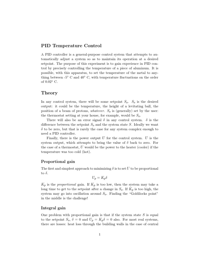 PID Temperature Control: Proportional Gain | PDF | Control System ...