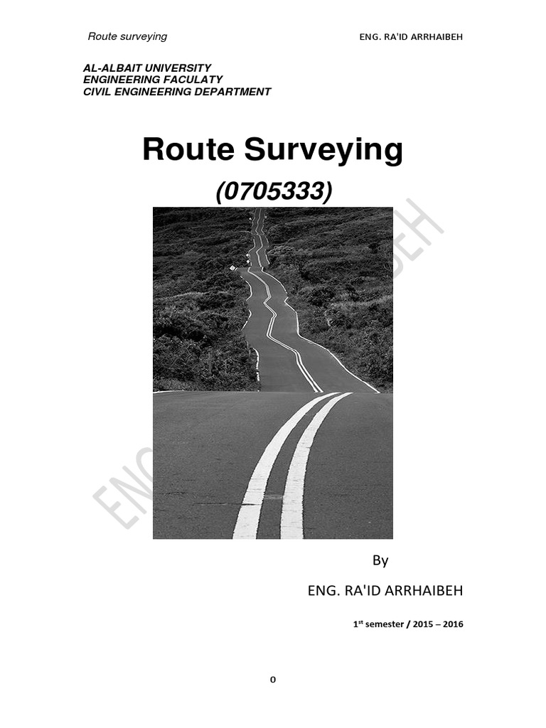 Eng. Raid Arrhaibeh Route Surveying 2016 | PDF | Curvature | Surveying
