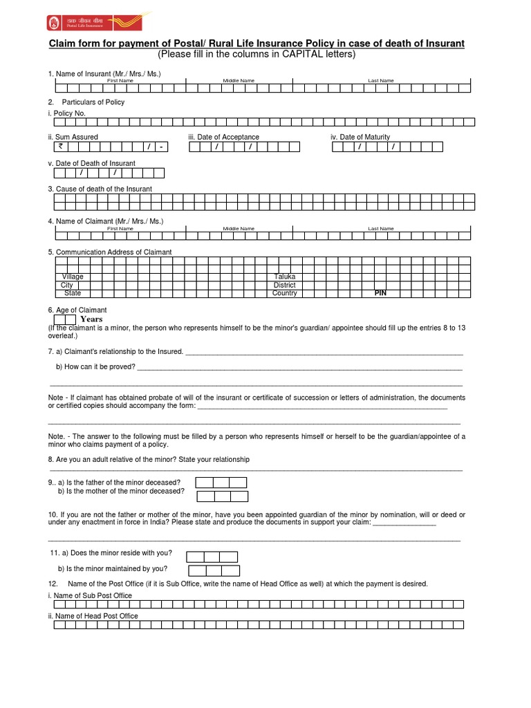 Death Claim Form | PDF | Affidavit | Private Law