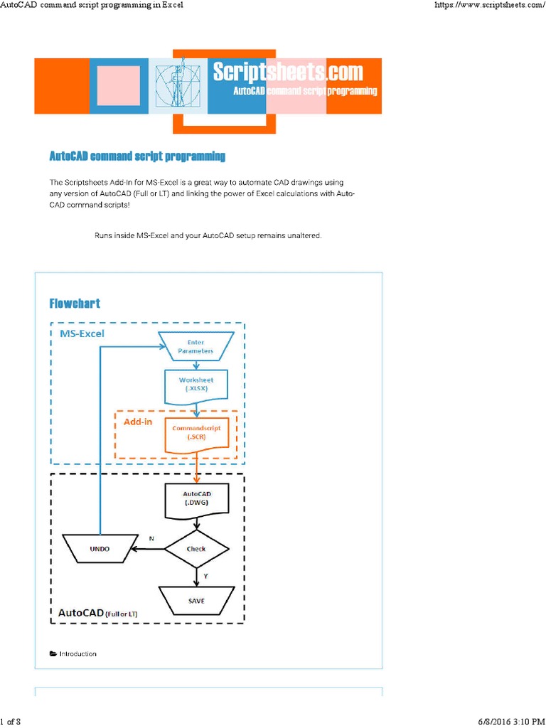 AutoCAD Command Script Programming in Excel | PDF