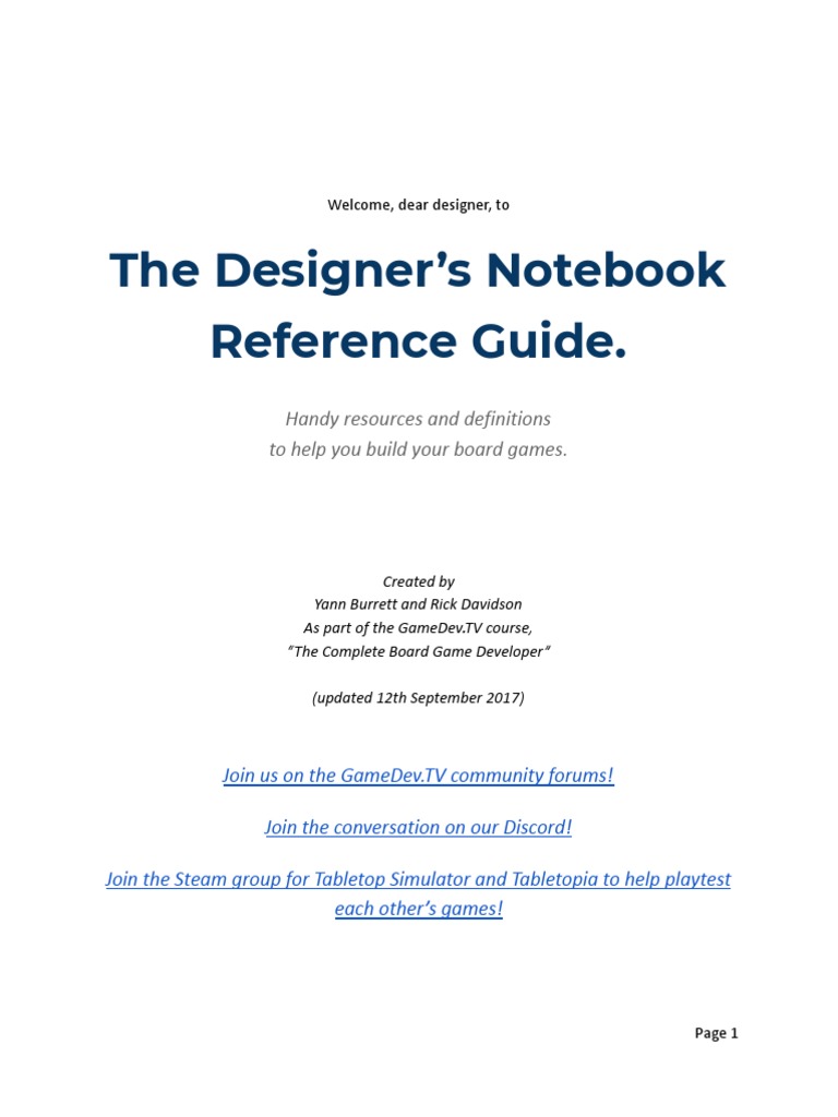 Board Game Designer's Toolkit Guide | PDF | Game Design | Fraction ...
