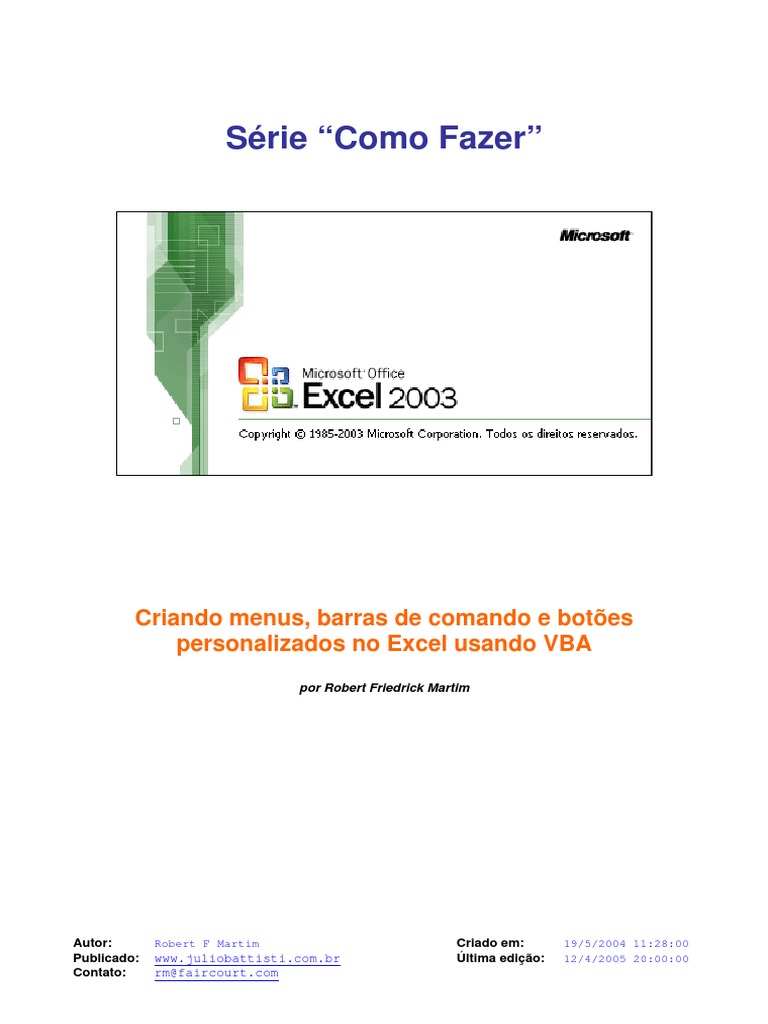 Como Fazer Menus Excel | PDF | Microsoft Access | Microsoft Excel