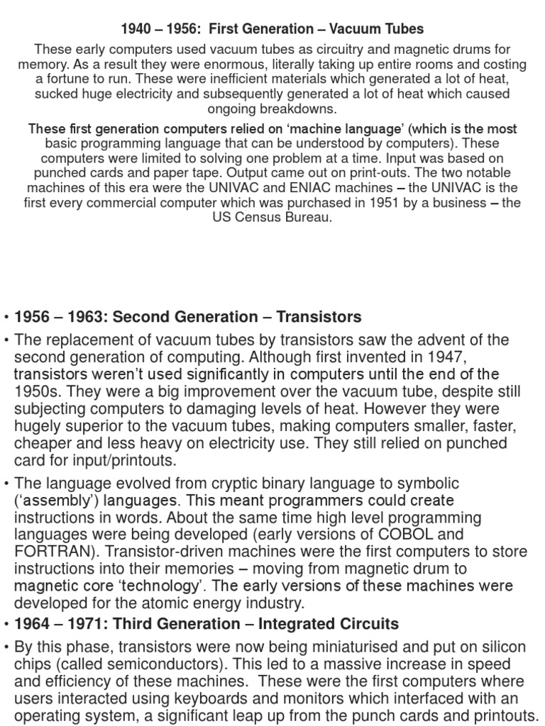 1940 - 1956: First Generation - Vacuum Tubes | PDF | Microprocessor | Intel
