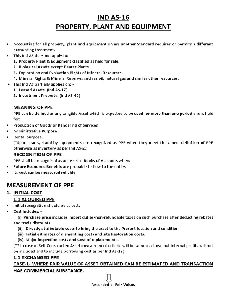 IND AS-16 Property, Plant and Equipment: Measurement of Ppe | Download ...