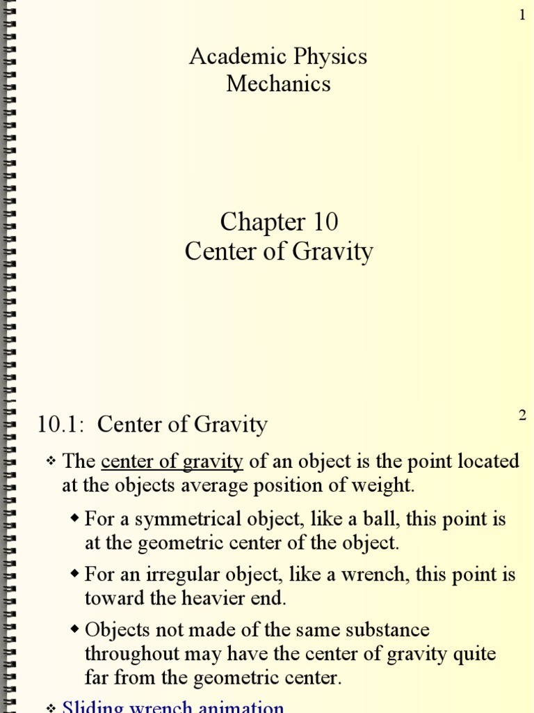 Center Of Gravity Physics Pdf Center Of Mass Gravity