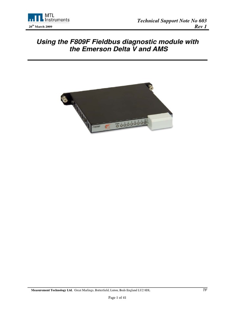 Using The F809F Fieldbus Diagnostic Module With The Emerson Delta V and ...