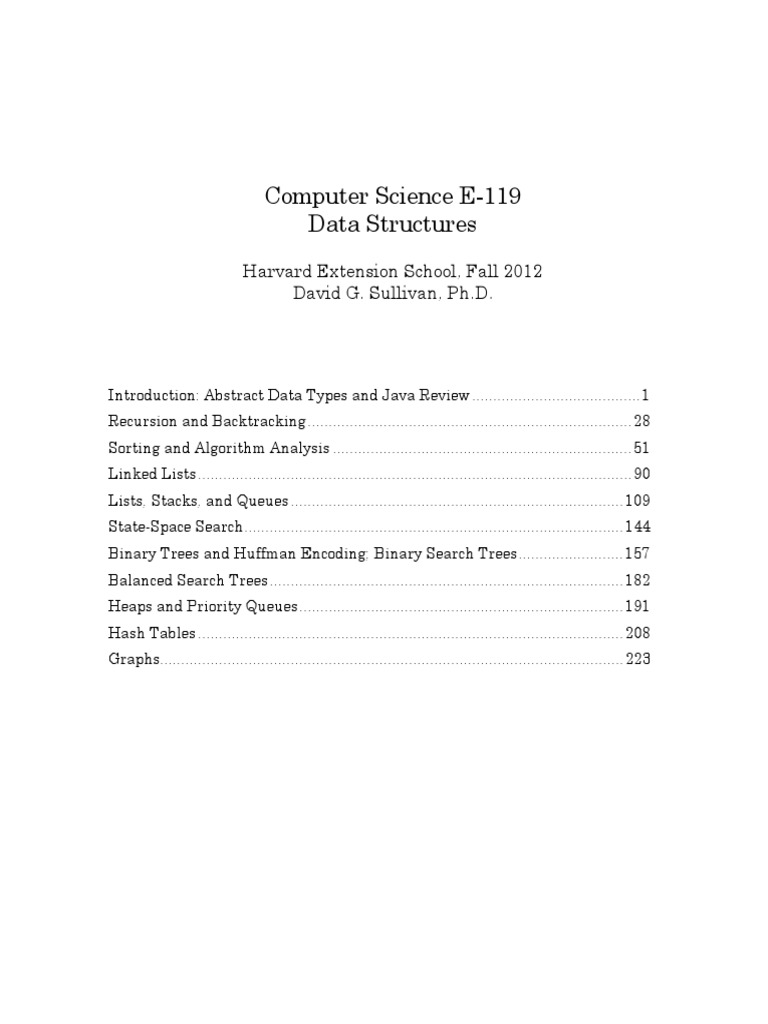 Harvard Data Structures Course Syllabus | PDF | Class (Computer ...