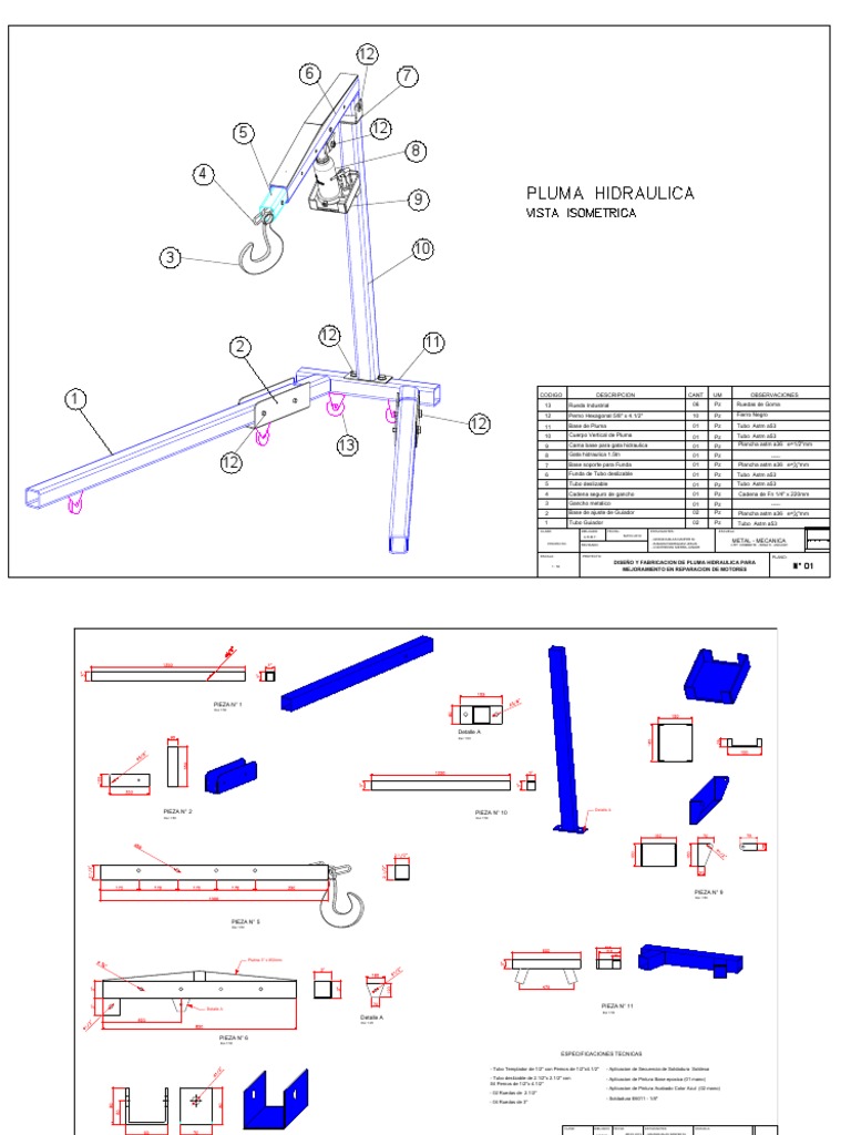 Pluma Hidraulica | PDF | Soldadura | Construcción
