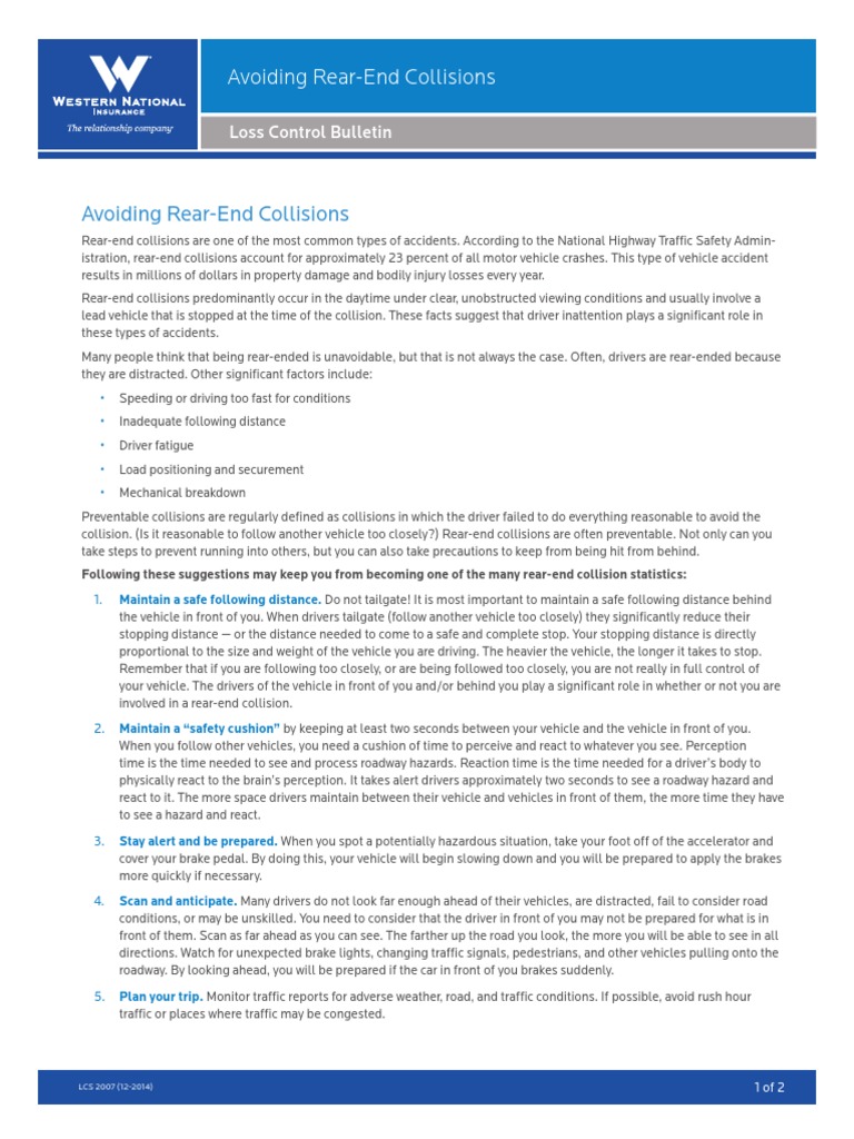 Avoiding Rear-End Collisions | PDF | Traffic Collision | Traffic