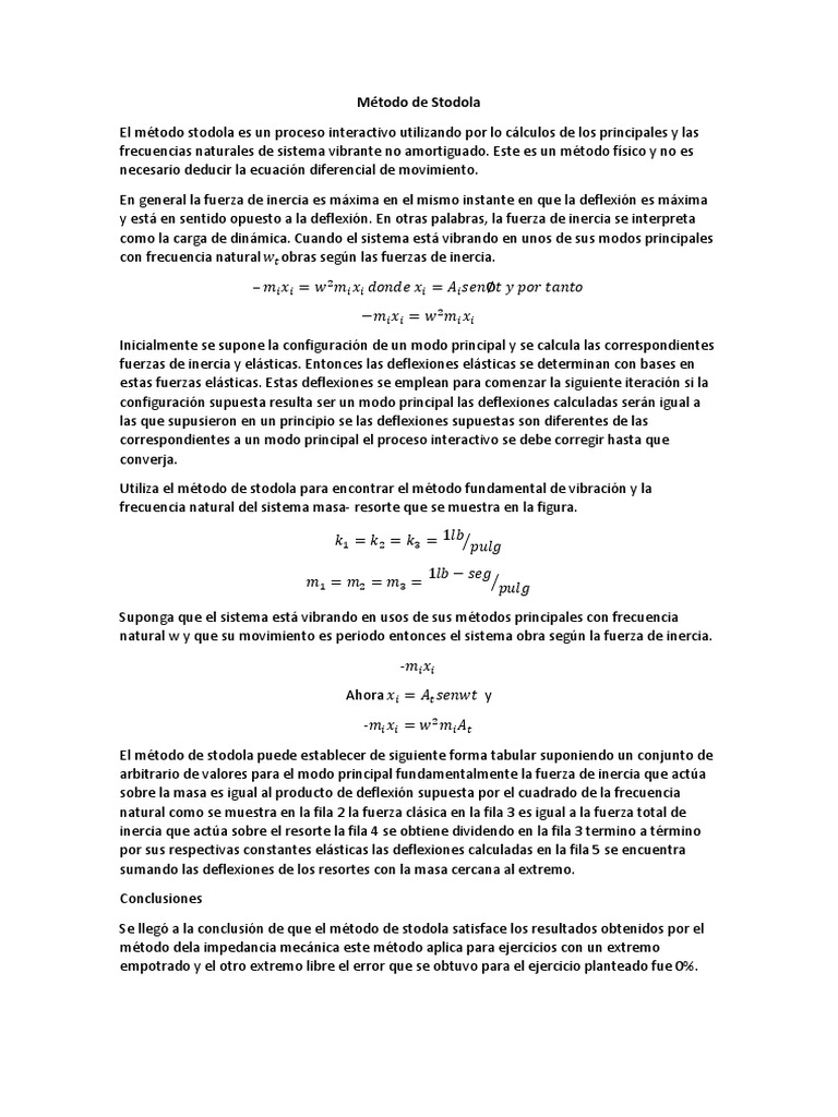 Metodo de Stodola Power Point | PDF | Fuerza | Masa