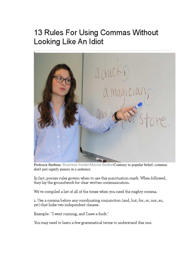 13 Rules For Using Commas Without Looking Like An Idiot | PDF | Comma ...