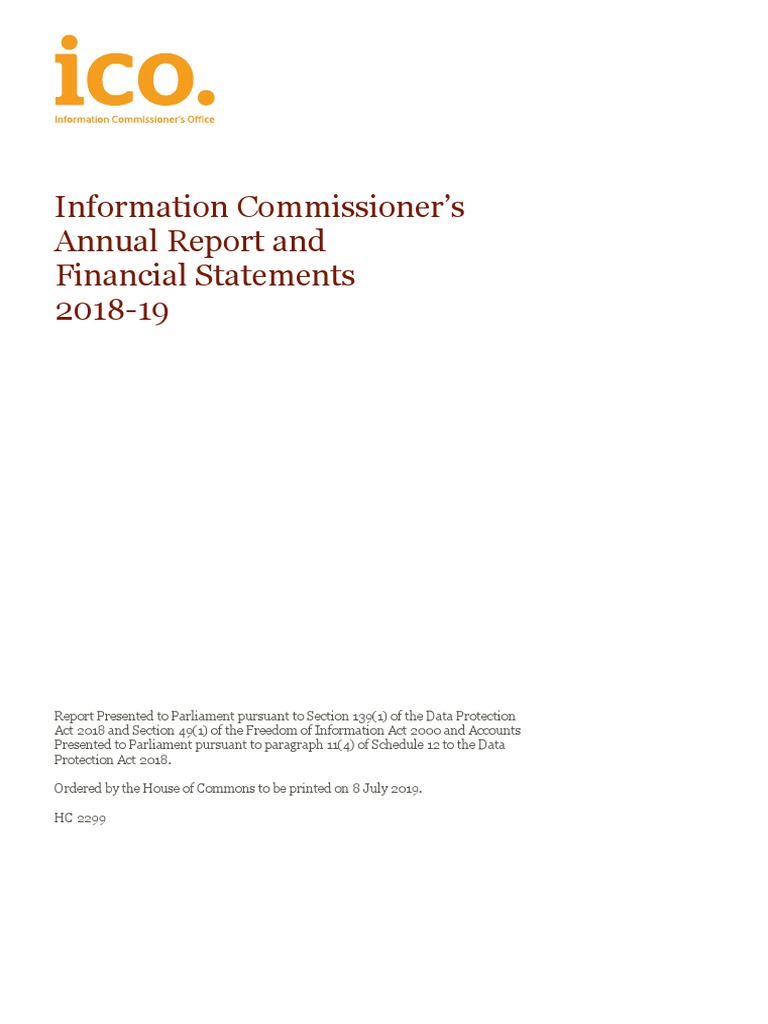 ICO Annual Report 201819 | PDF | Information Privacy | Regulatory ...