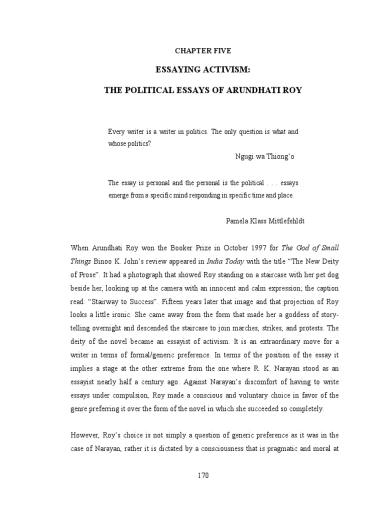 Essaying Activism: The Political Essays of Arundhati Roy | PDF | Essays ...