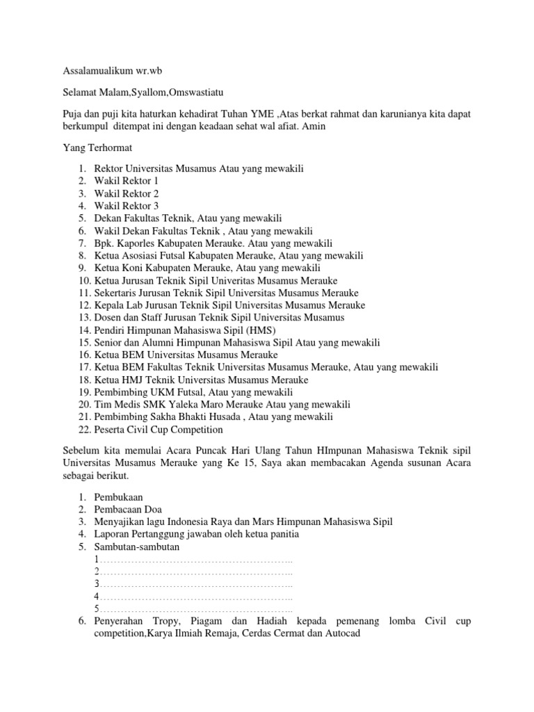 Susunan Acara Fix | PDF