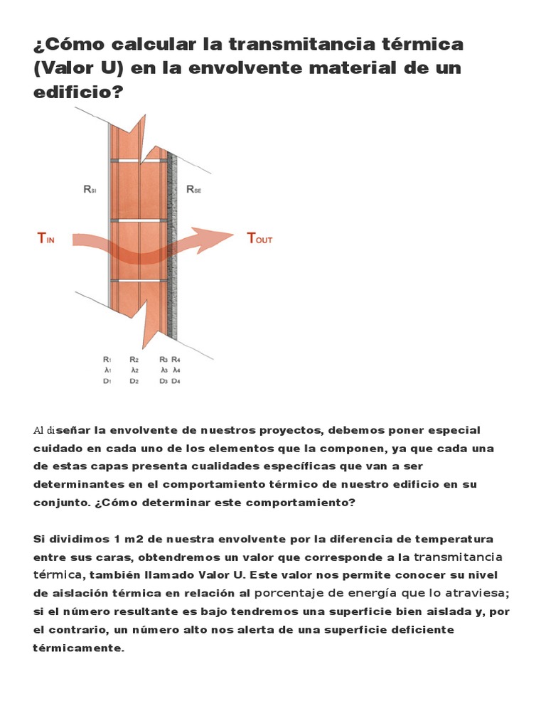 Cálculo de Transmitancia Térmica (Valor U) | PDF | Conductividad ...