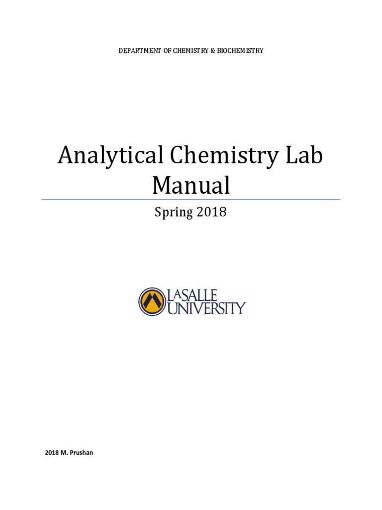 Analytical Chemistry Lab Manual: Spring 2018 | PDF | Uncertainty | Data ...