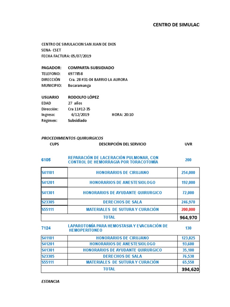 Formato Prefactura | PDF | Especialidades Medicas | Medicina
