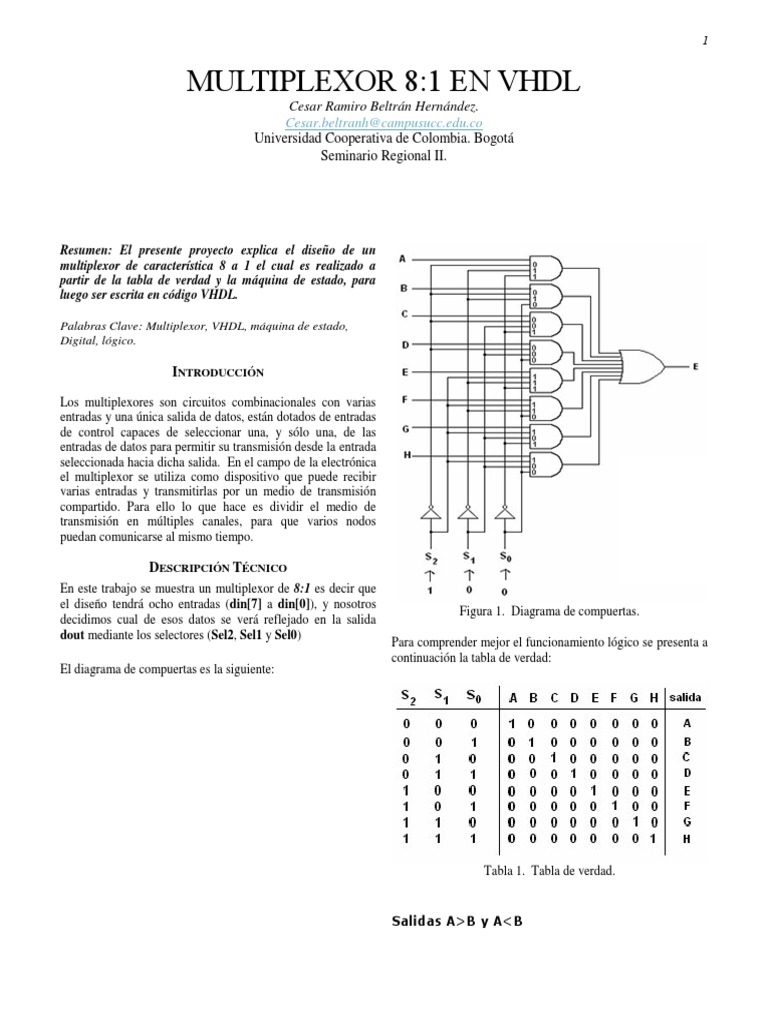 Multiplexor 8 A 1 VHDL | PDF | Vhdl | Electrónica digital