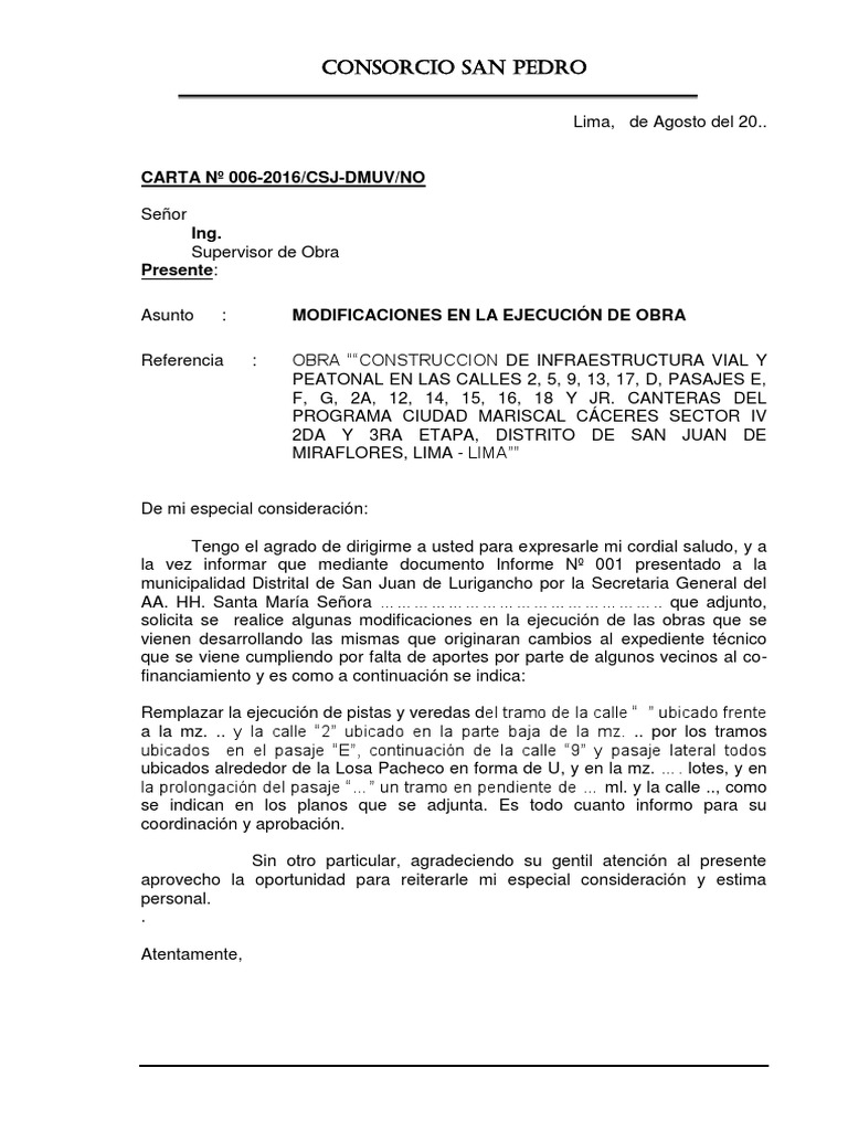 Carta #06 Modificacion de Obra | PDF