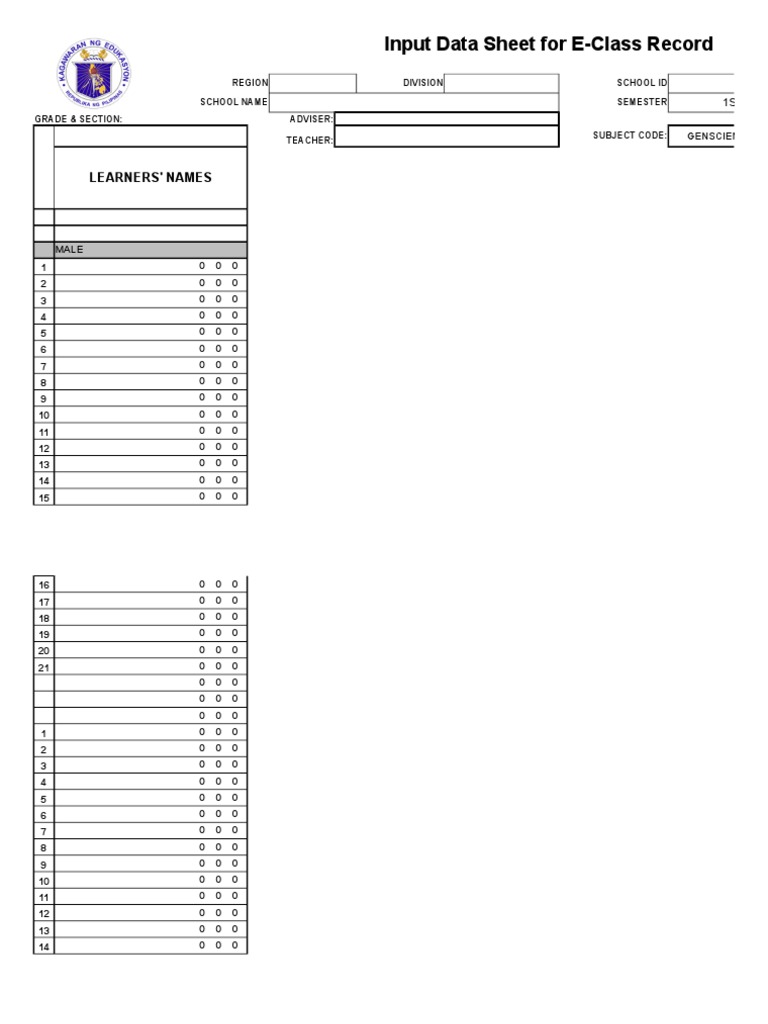 Shs Grades Blank | PDF | Teaching | Cognition