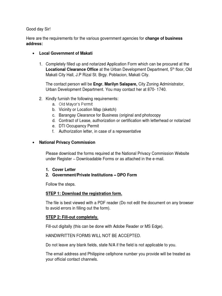 Requirements For Change of Business Address | PDF | Notary Public ...