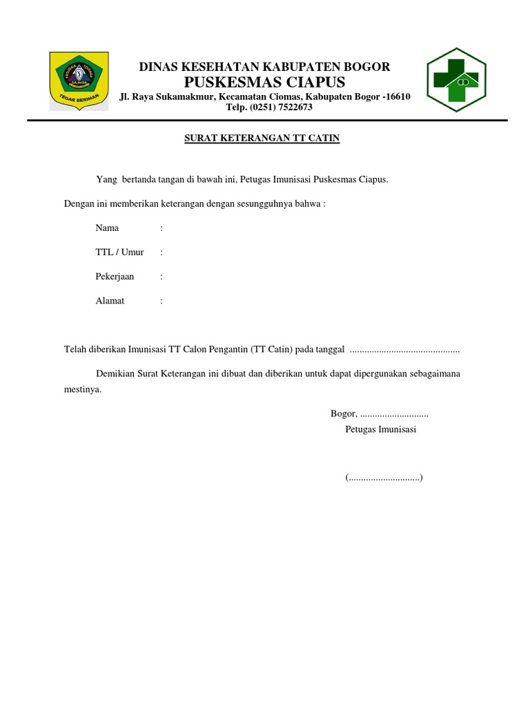 Surat Keterangan Catin | PDF