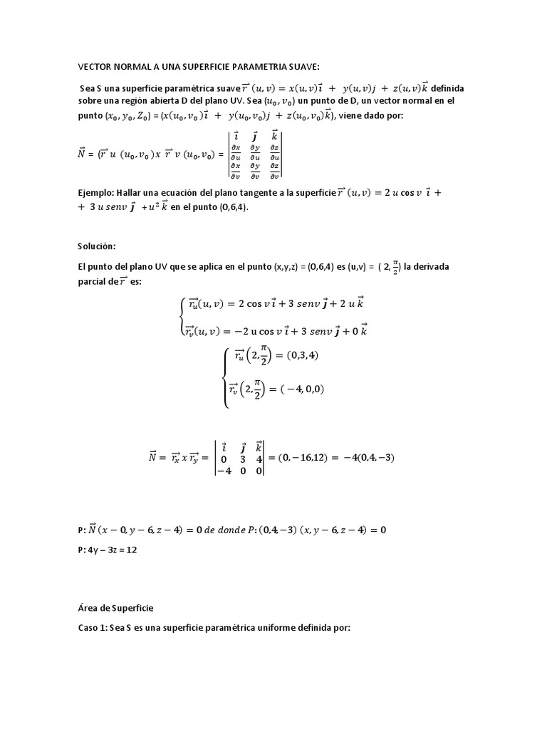 Vector Normal A Una Superficie Parametria Suave | PDF | Análisis ...