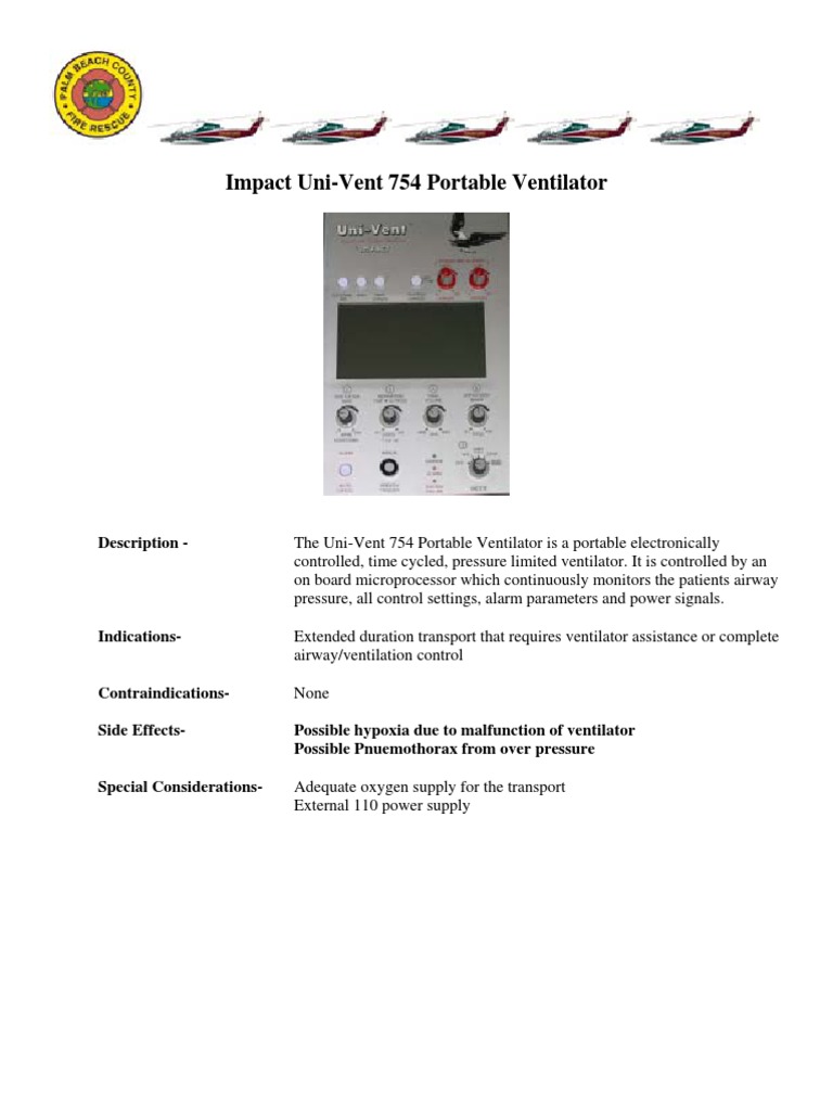 Impact Uni-Vent 754 Portable Ventilator: Description | PDF ...