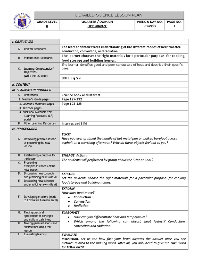 Group 1 DLP HEAT AND TEMPERATURE | PDF | Heat | Lesson Plan