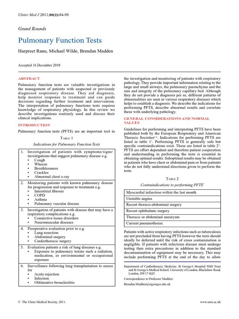 Lung Function - Ranu, Harpreet PDF | PDF | Lung | Respiratory System