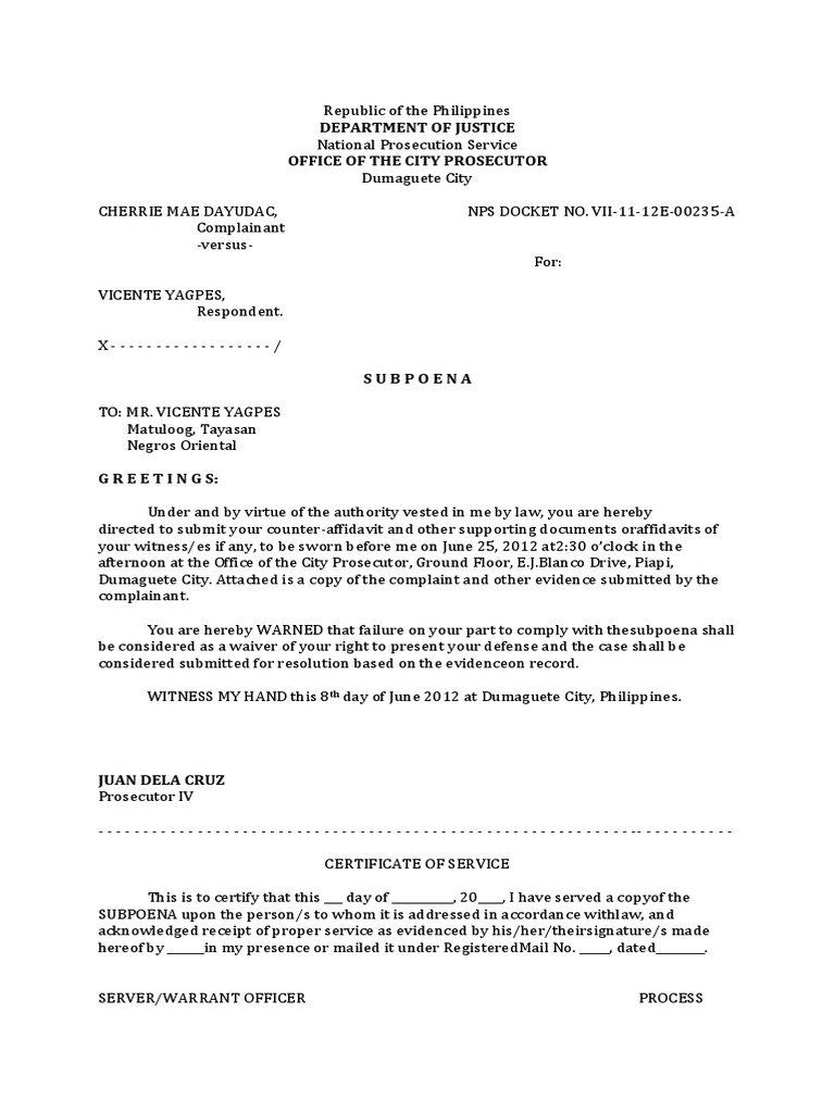 Subpoena | PDF