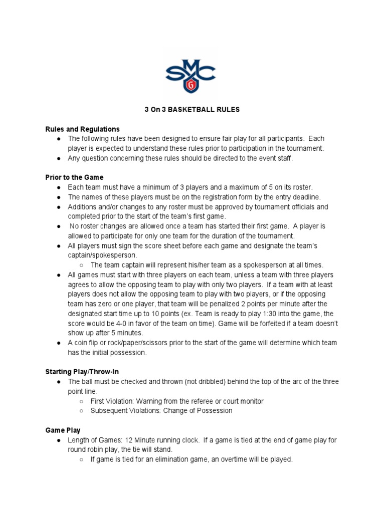 3 On 3 Basketball Rules | PDF | Rules | Team Sports
