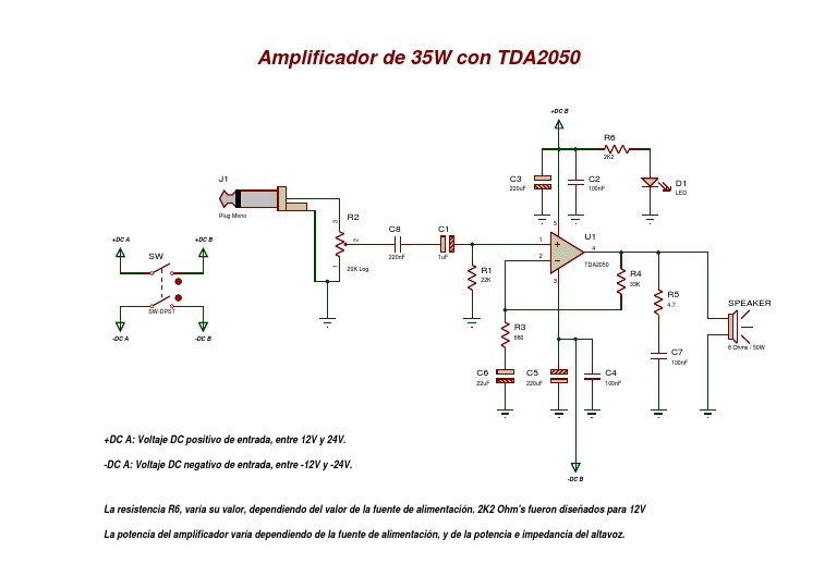 Diagrama TDA2050 PDF | PDF | Tecnología de sonido | Cantidad