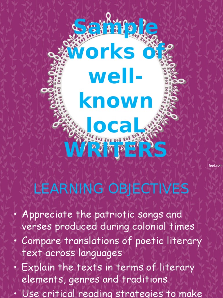 Sample Works of Well-Known Local Writers | PDF