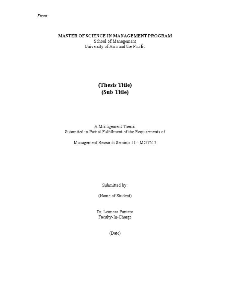 Thesis Cover Page Format | PDF