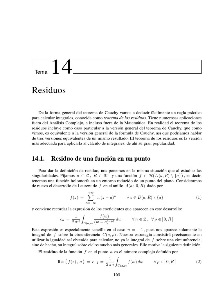 Variable Compleja Residuos | PDF | Análisis complejo | Integral
