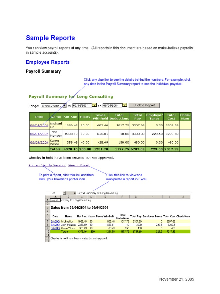 Sample Reports For Office | PDF | Payroll Tax | Paycheck