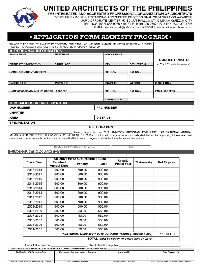 United Architects of The Philippines: - Application Form Amnesty ...