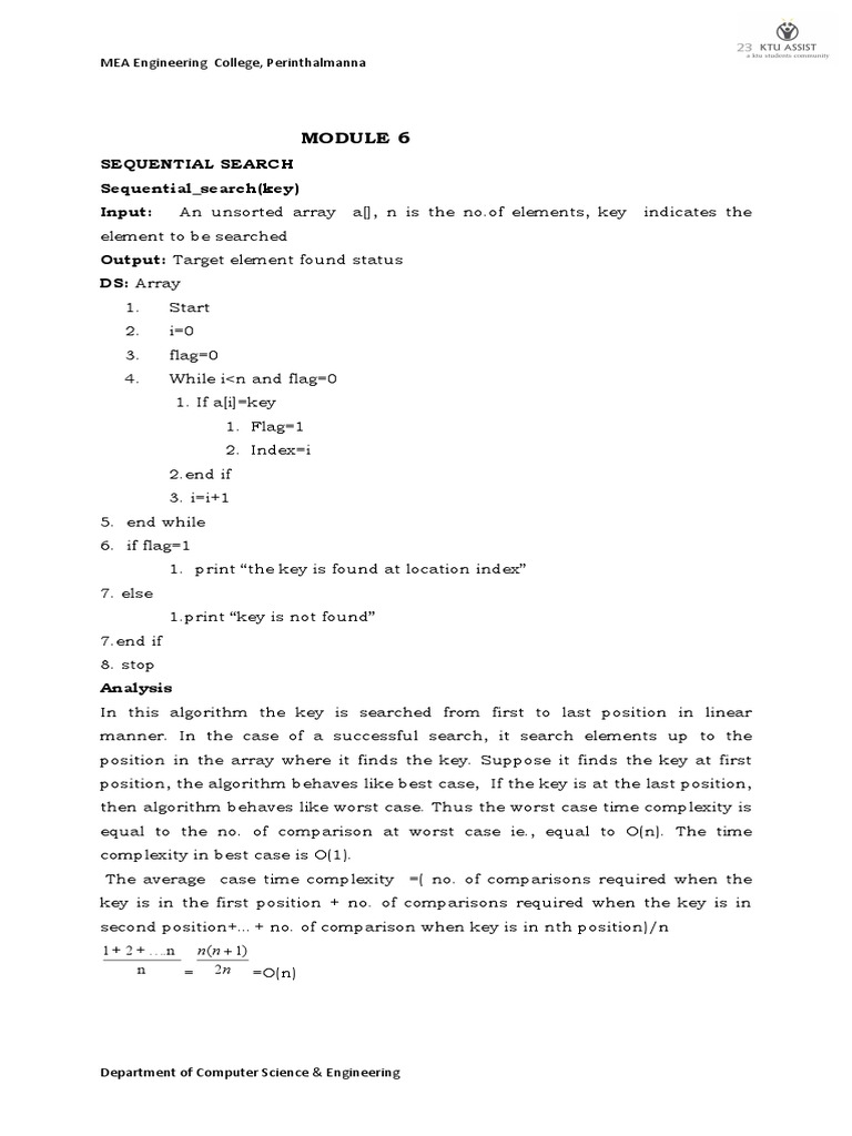 Dsa Module 6 Ktuassist | PDF | Time Complexity | Function (Mathematics)