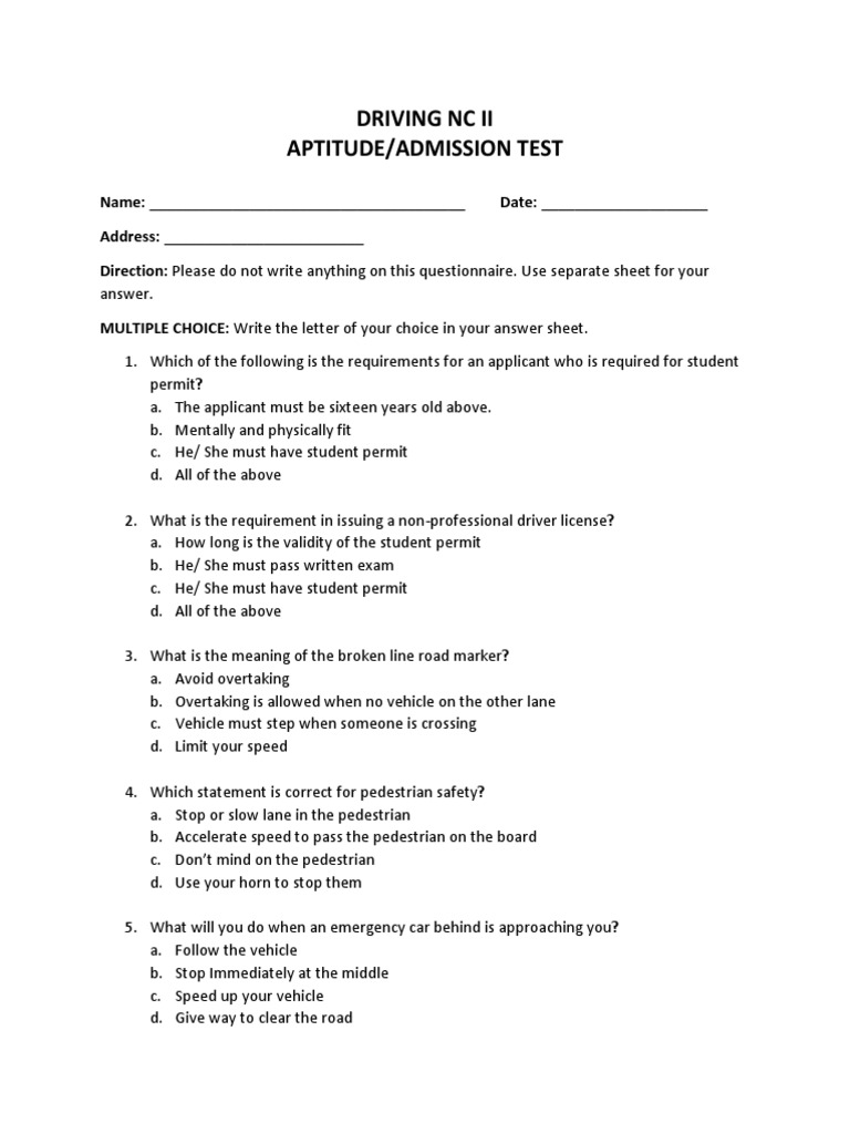 An Exam | PDF | Traffic | Driver's License