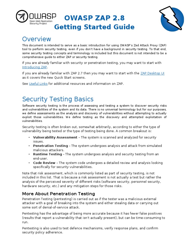 OWASP ZAP Getting Started Guide | PDF | Penetration Test ... OWASP ZAP Getting Started Guide | PDF | Penetration Test ...
