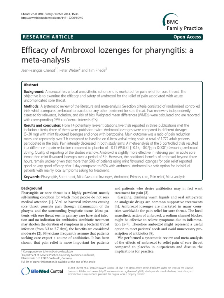 Efficacy of Ambroxol Lozenges For Pharyngitis Ameta-Analysis | PDF ...