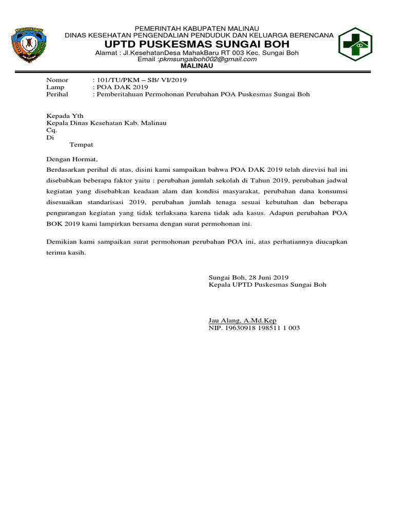 Contoh Surat Pengajuan Revisi POA | PDF