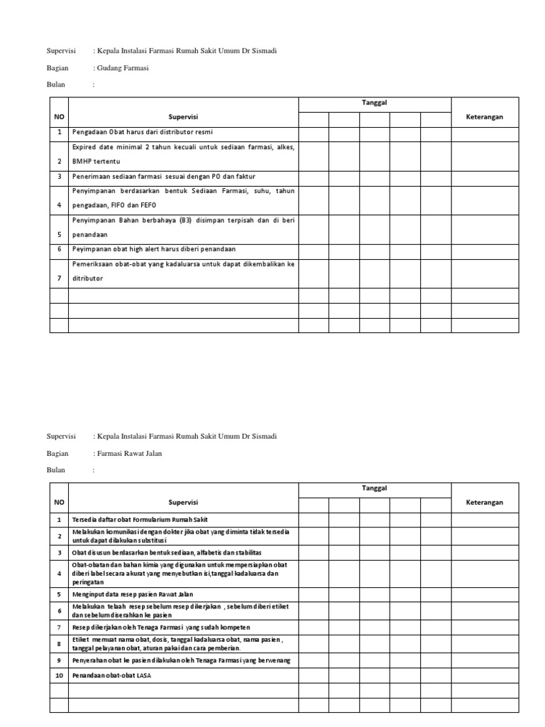 Bukti Form Ceklis Supervisi | PDF