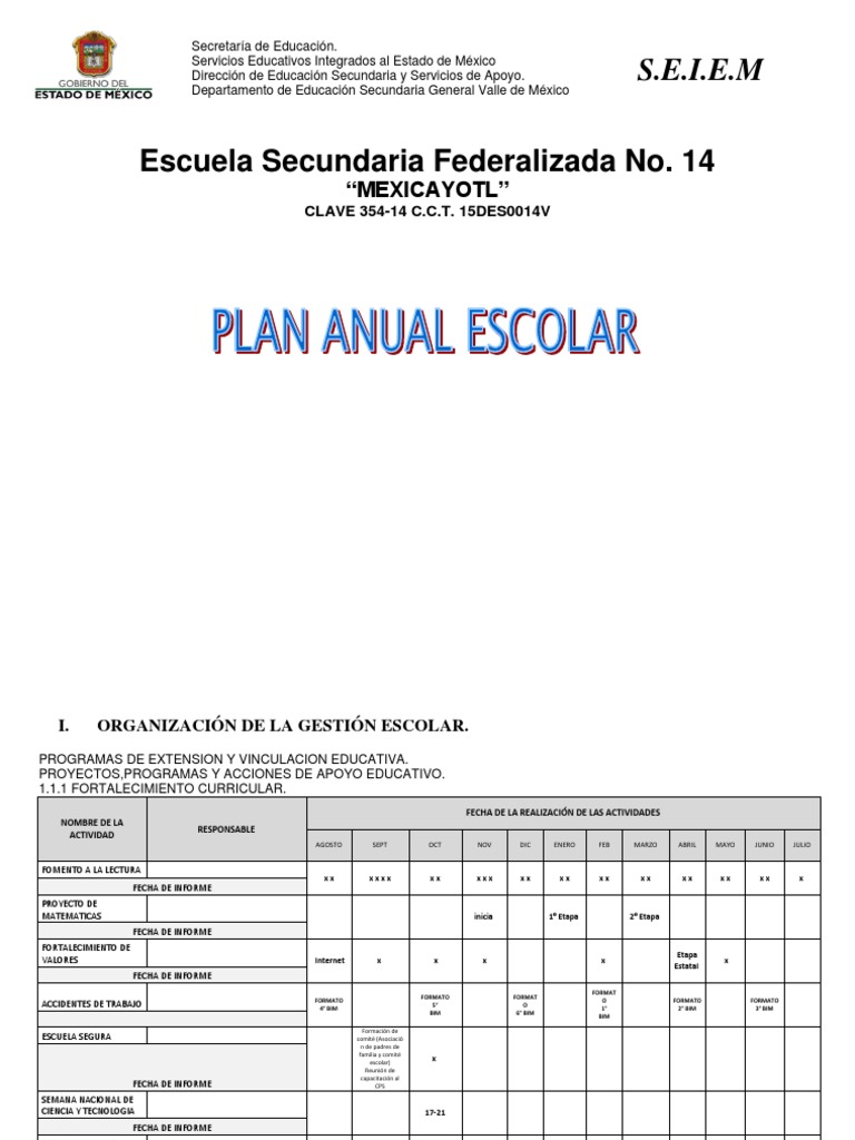 plan anual escolar 2011-2012.docx | Educación Secundaria | Trabajo Social